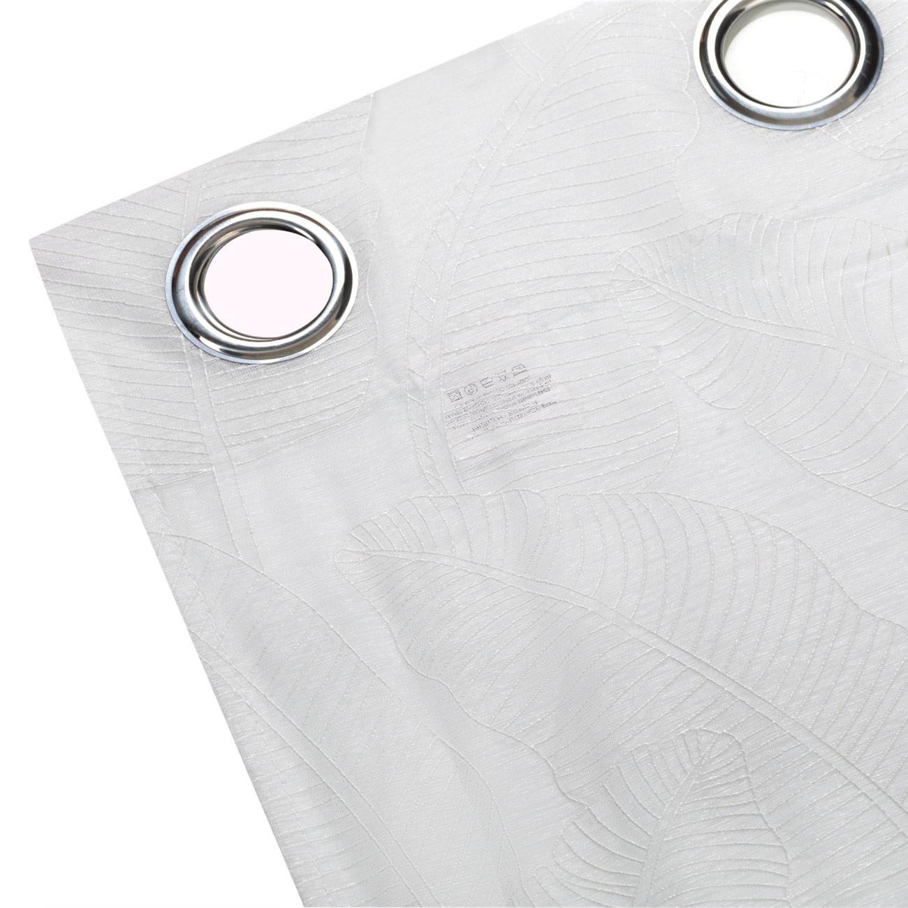 Perdea living dormitor, cu inele, model frunze in relief, alb ...