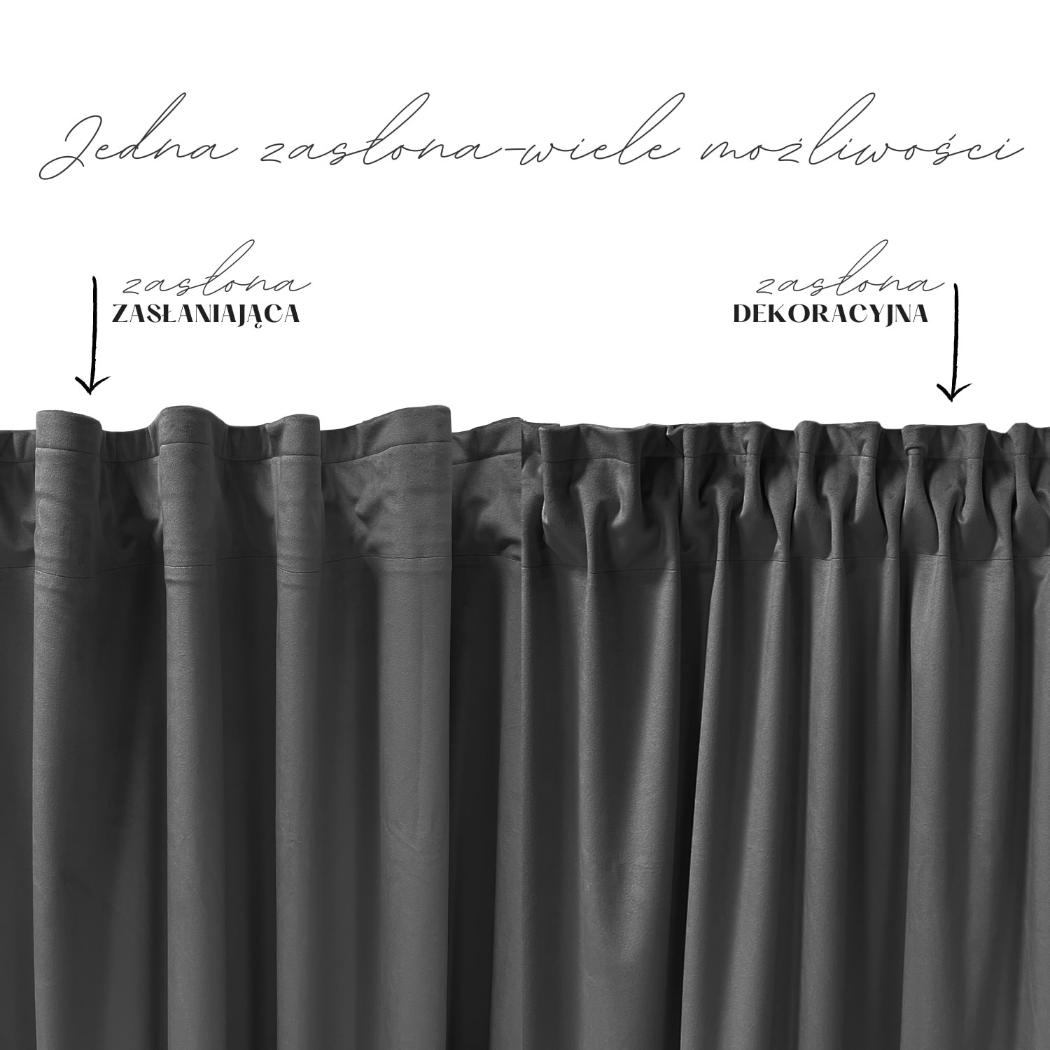 Draperie, MEDIOLAN, Poliester, 4 tipuri de prindere, 140x260 cm, Gri ...