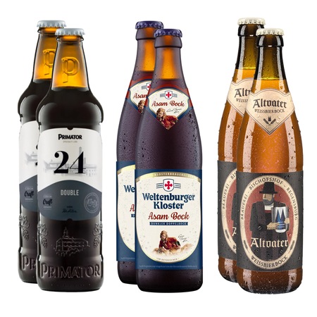 Set 6 sticle bere bruna Primator 24 Weltenburger Asam Bock Bischofshof ...