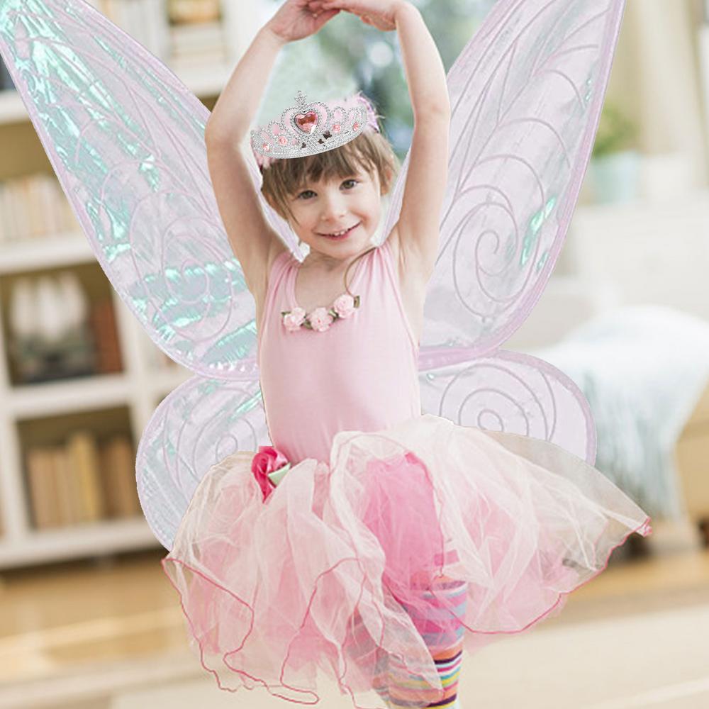 Set Aripi de inger fluture Alb, Adulti si copii, cu bagheta si Coroana ...