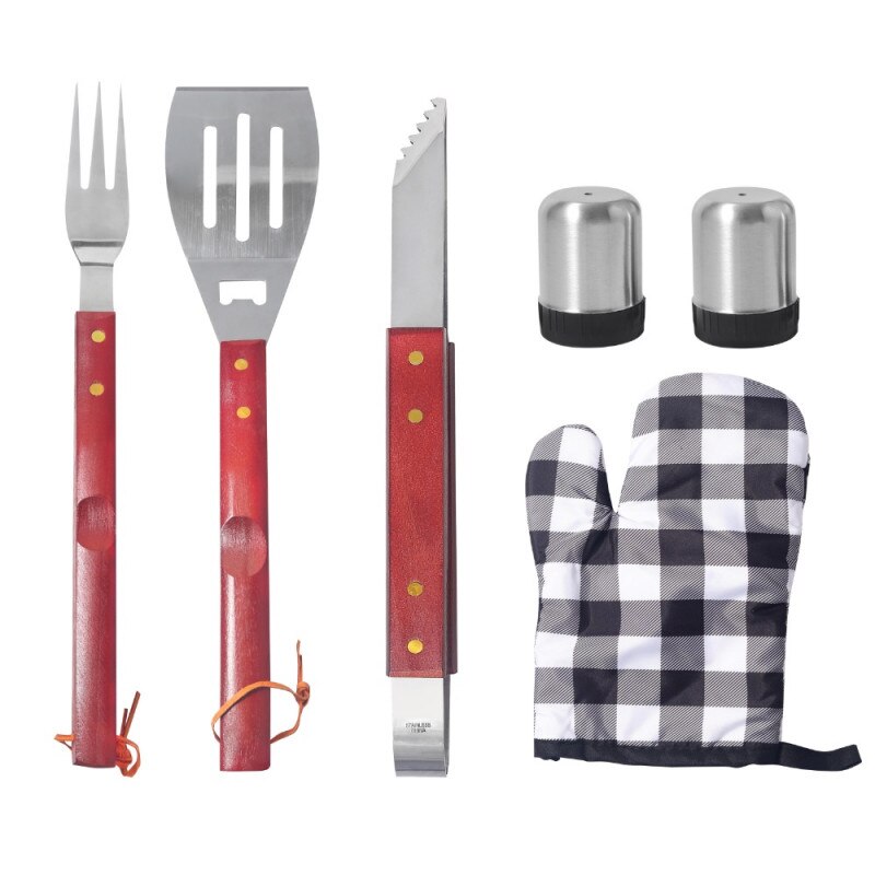 Set ustensile pentru gratar Rosberg R51710A, 7 piese, Sort, Manusa ...