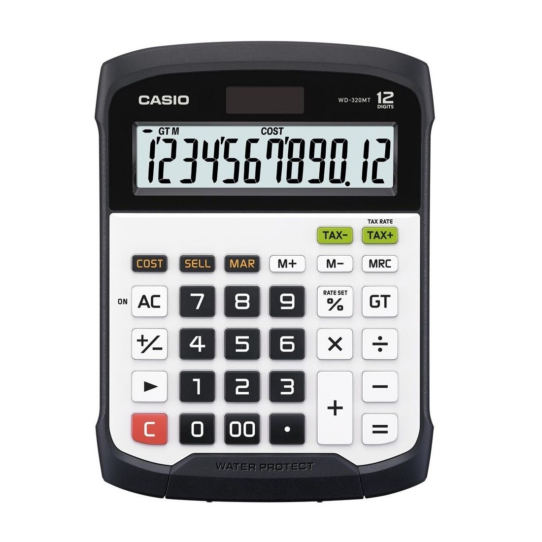 Калкулатор Casio WD-320MT, водоустойчив, 12 dgt, бял, 194.5 х 144.5 х ...