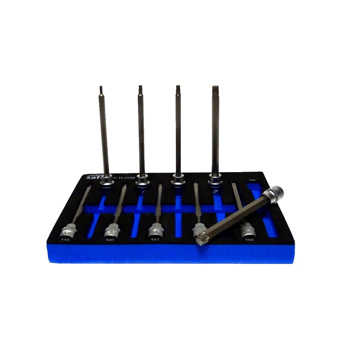Trusa torx, biti, lungi 140 mm, 10 piese, 3/8" T10-T55, Satra - eMAG.ro