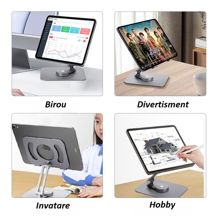 Suport ergonomic, stand pentru laptop si tableta, portabil, reglabil ...