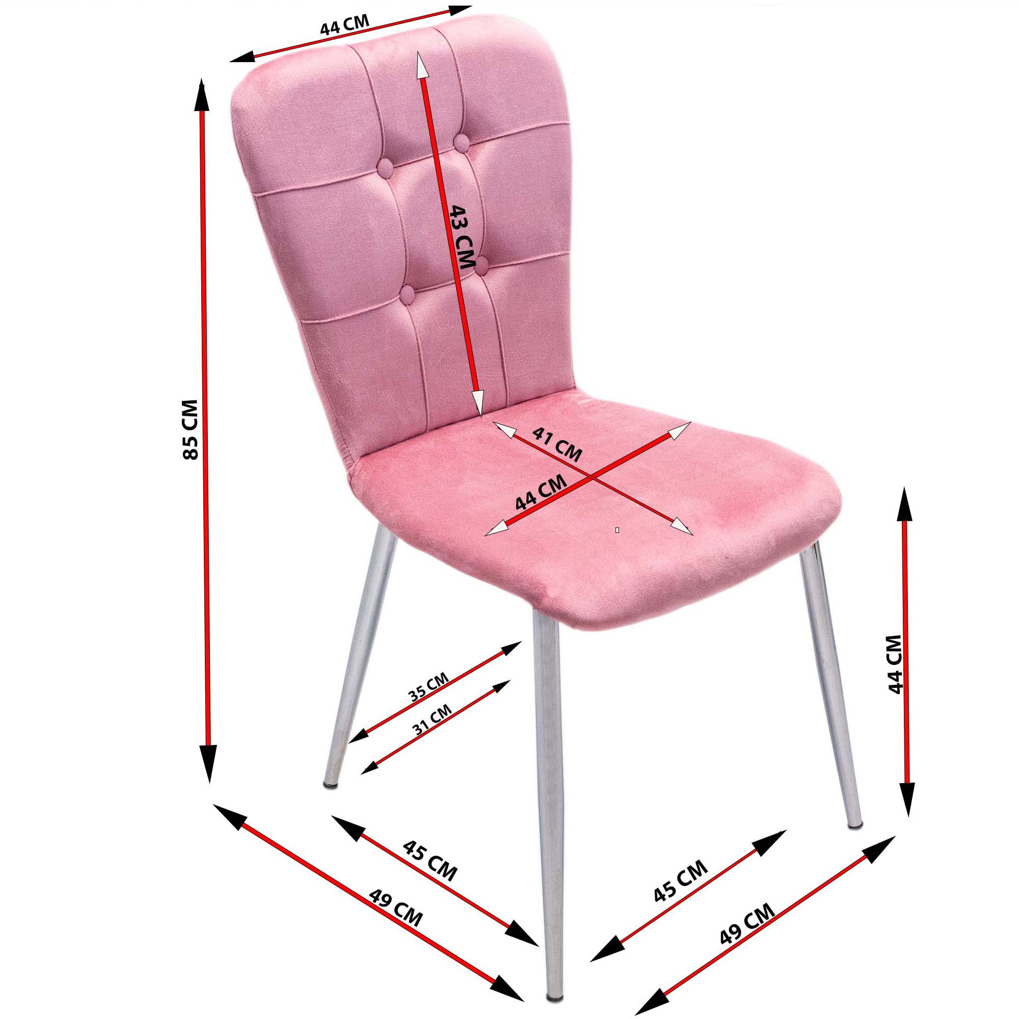 Scaun DENVER Napoli, roz, picioare cromate, tapitat, stofa, 49x49x85 cm ...