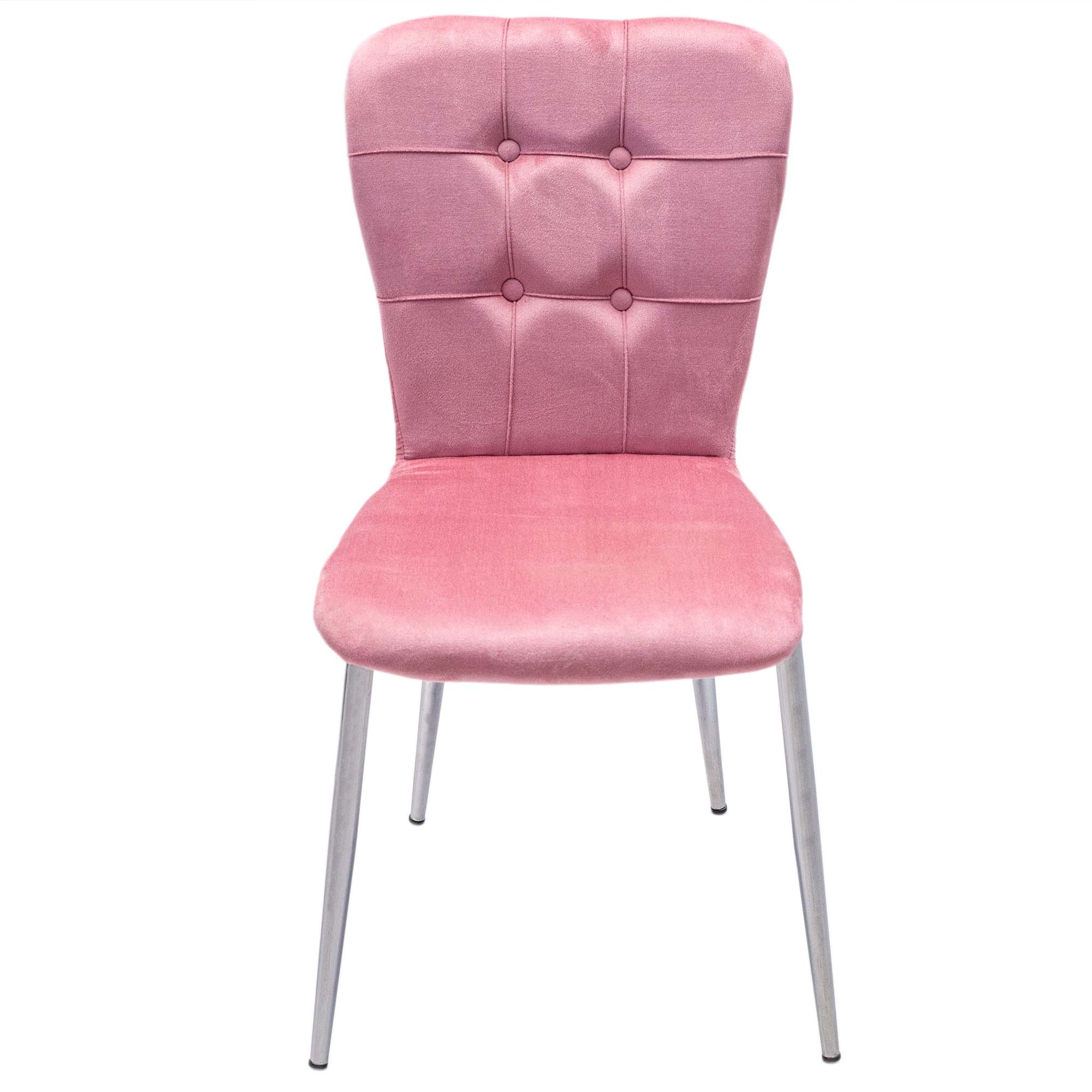 Scaun DENVER Napoli, roz, picioare cromate, tapitat, stofa, 49x49x85 cm ...