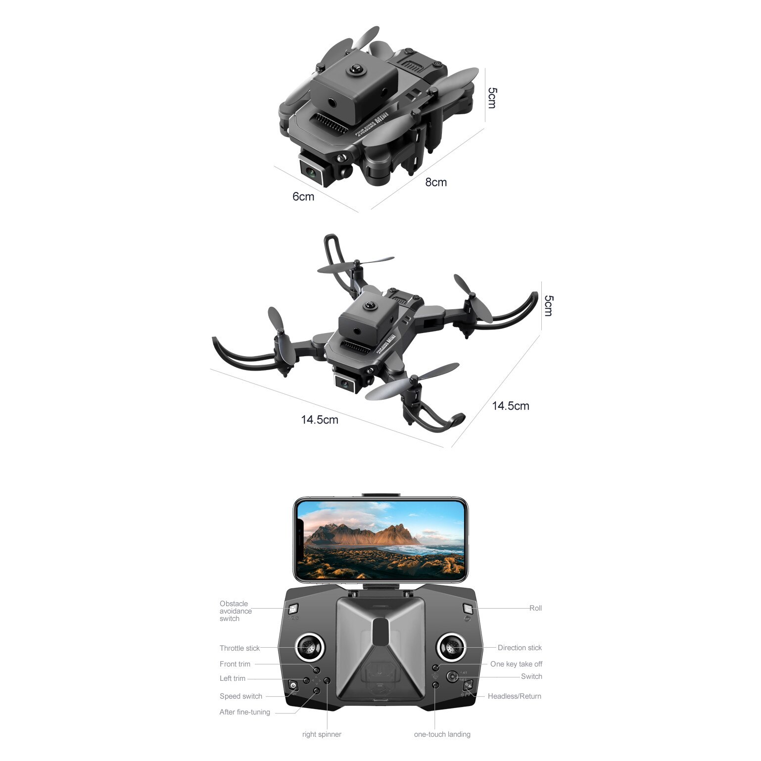 Mini drona pliabila JRH, cu camera 4K ultra hd, telecomanda - eMAG.ro