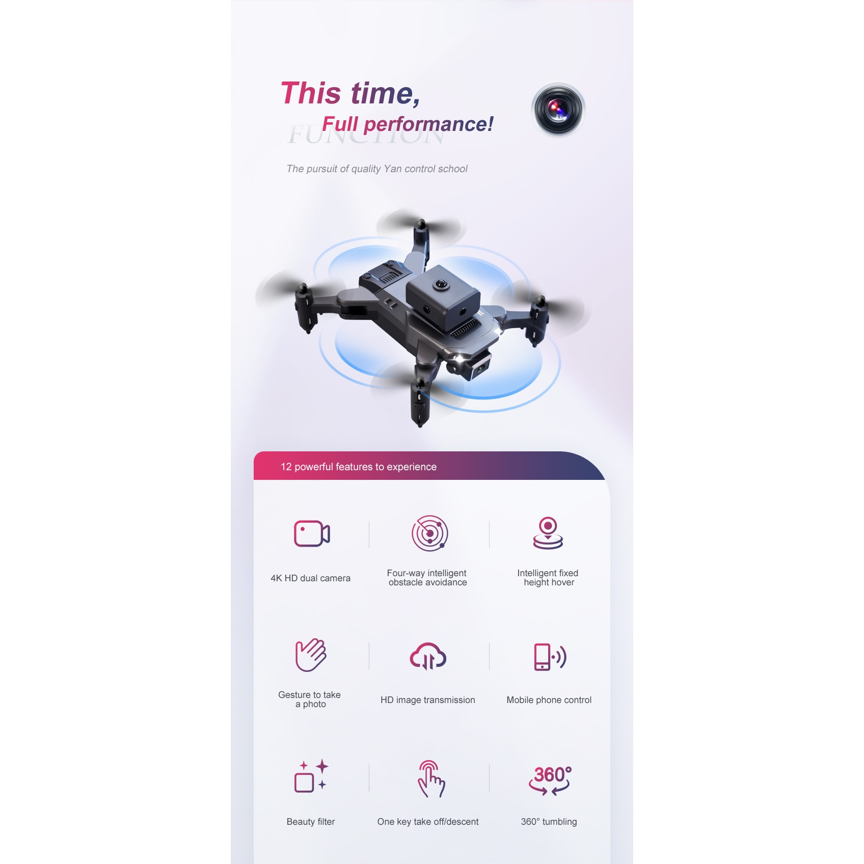 Mini drona pliabila JRH, cu camera 4K ultra hd, telecomanda - eMAG.ro