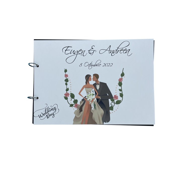 Album de amintiri, guestbook personalizat pentru nunta, coperta si foi ...
