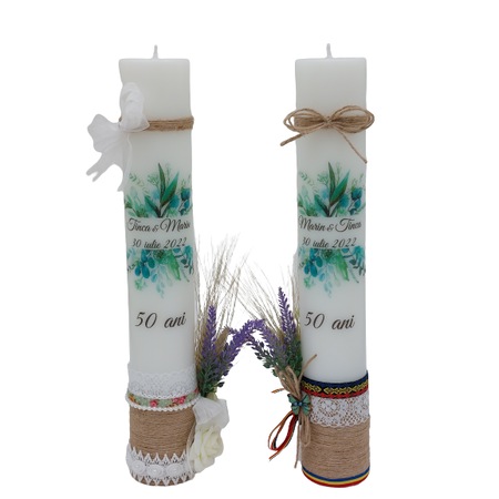 Set 2 lumanari nunta de aur, personalizate cu Nume Miri, 40x6,5cm - eMAG.ro