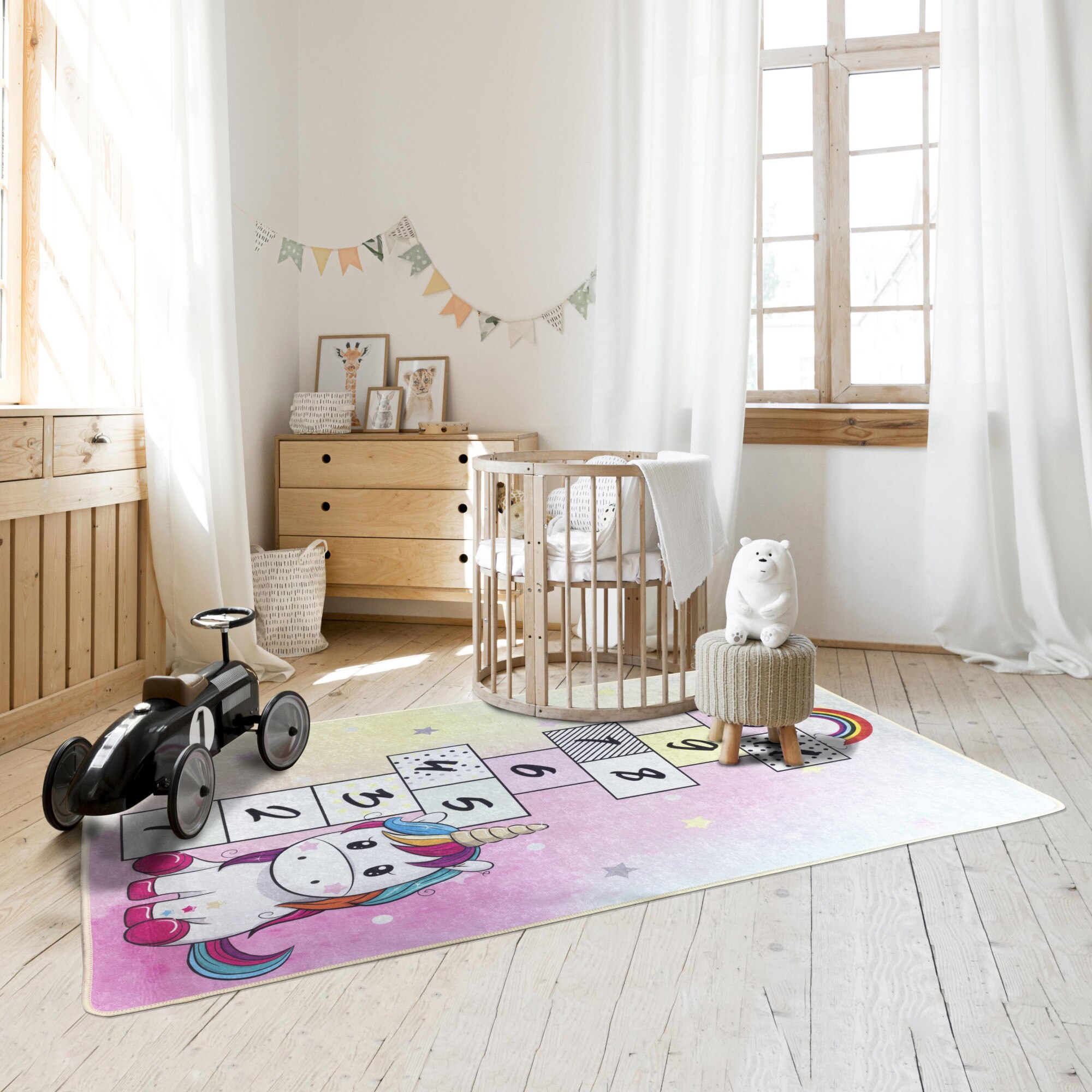 Covor copii Kino Rayu, 80x120cm, grosime 6 mm, tip printed, lavabil ...