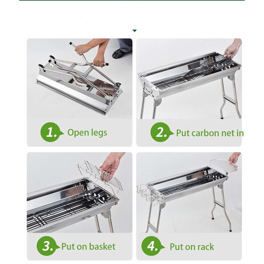 Gratar de gradina pe lemne, din inox, SS04, culoare argintiu, picioare ...