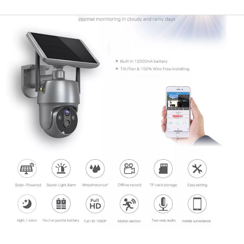 Camera de securitate CCTV audio bidirectionala de retea solara fara fir ...