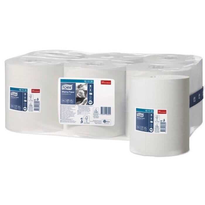 Set 6 role prosoape de hartie, Tork, 1 strat, 21.5 x 19 cm x 275 m, Alb ...