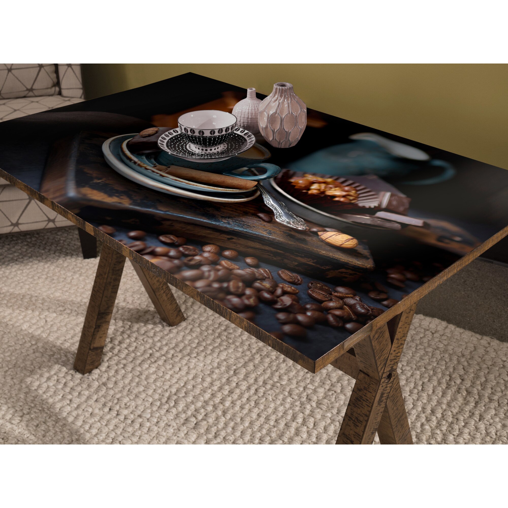 Autocolant blat masa, model ceasca cafea, 100 x 200 cm, racleta inclusa ...