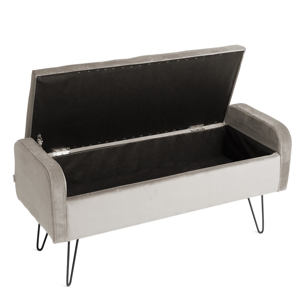 Bancuta interior Venlo, Homla, Velur/Lemn/Metal, 96 x 39 x 45 cm, Bej ...