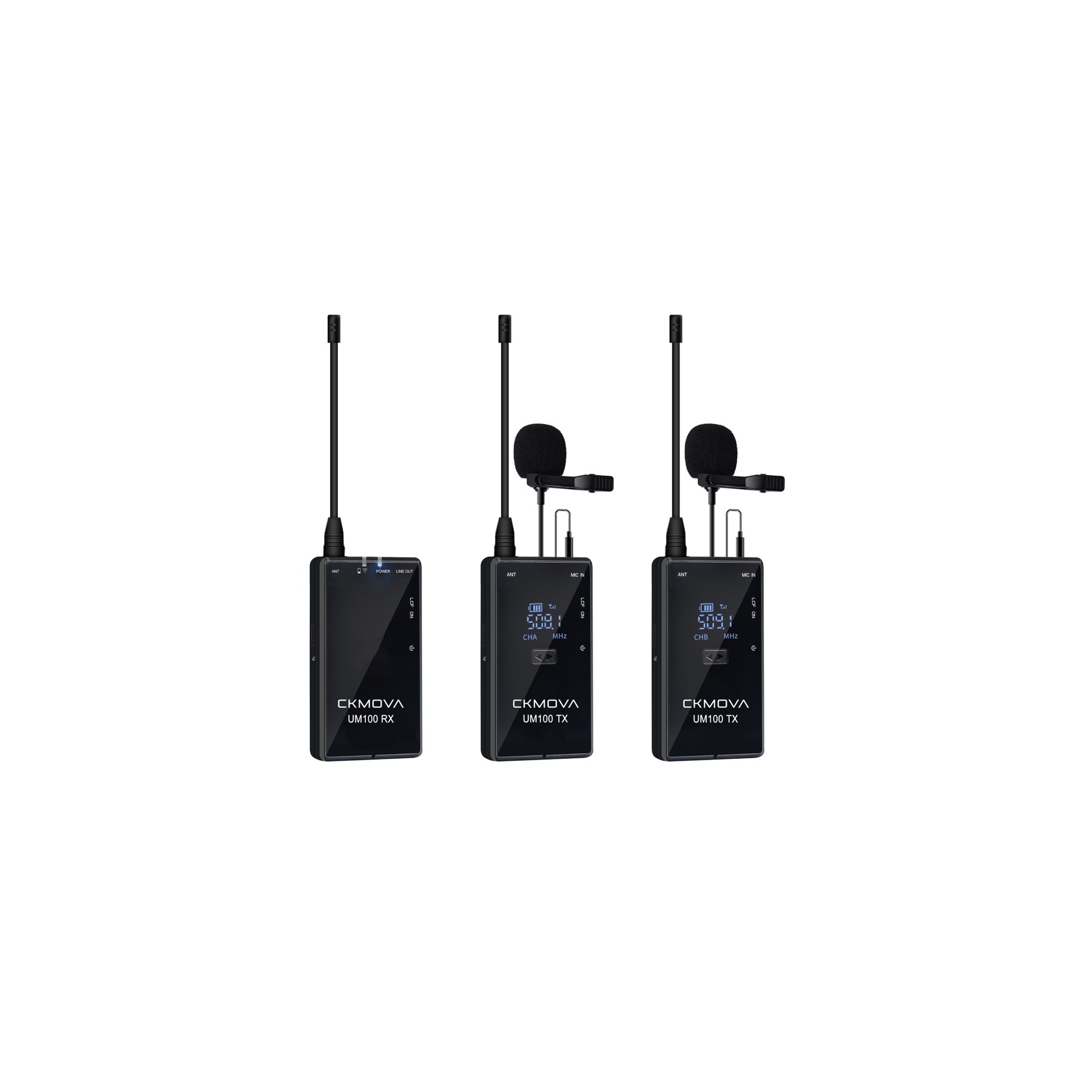 Set 2 microfoane lavaliera wireless CKMOVA UM100, Negru - eMAG.ro