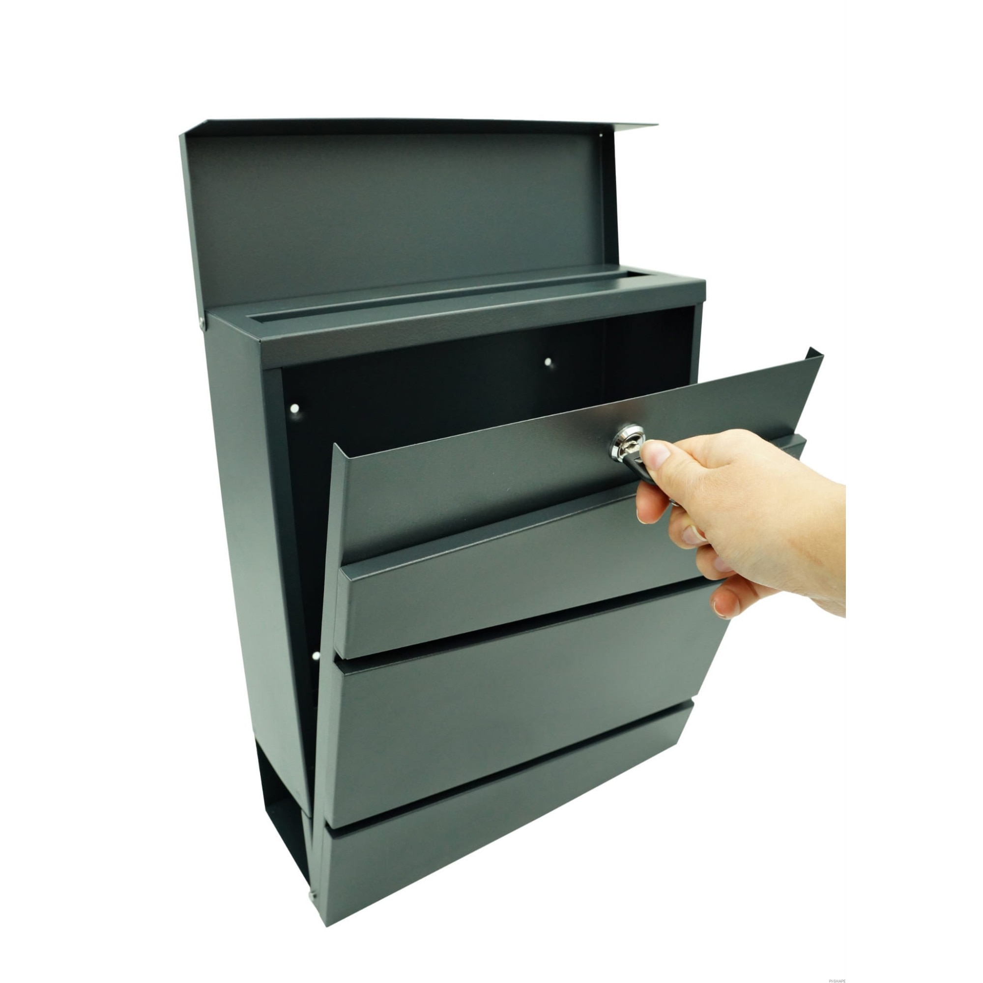 Метална пощенска кутия Pi Shape стомана 31x37x12 см сива Emag Bg