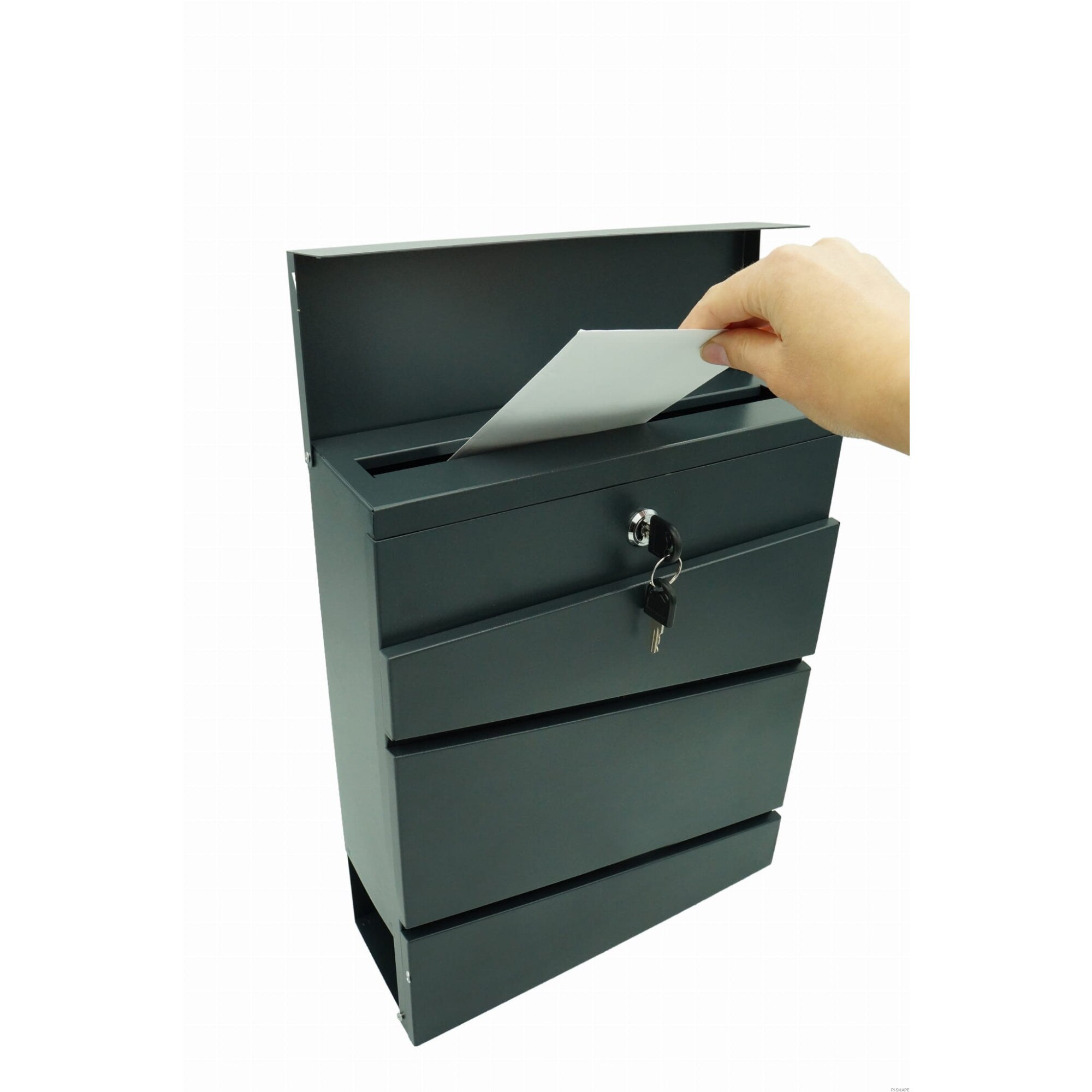 Метална пощенска кутия Pi Shape стомана 31x37x12 см сива Emag Bg