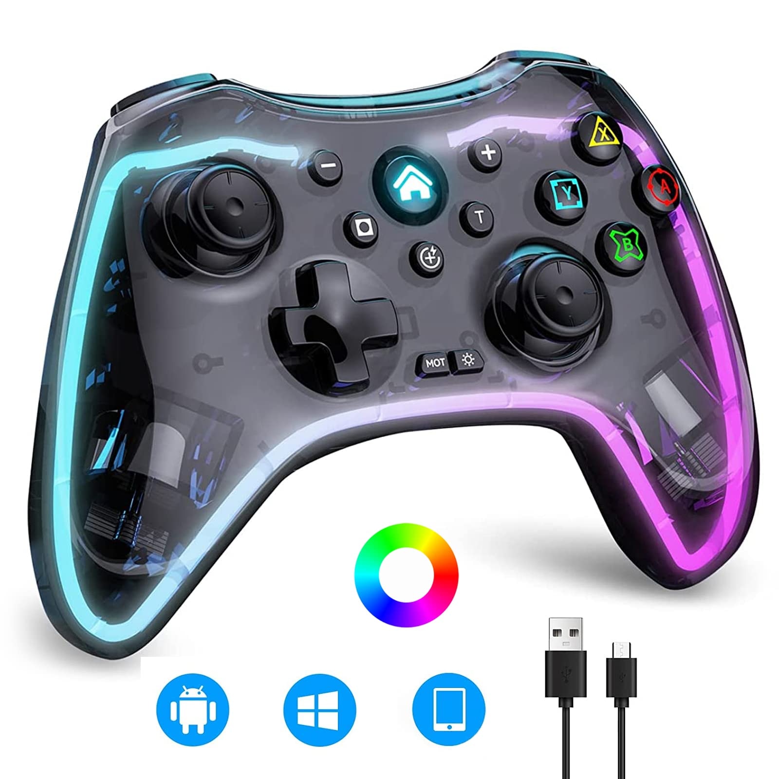 Controler, Roffie, RGB, Compatibil cu PC/Nintendo Switch/Switch Lite ...