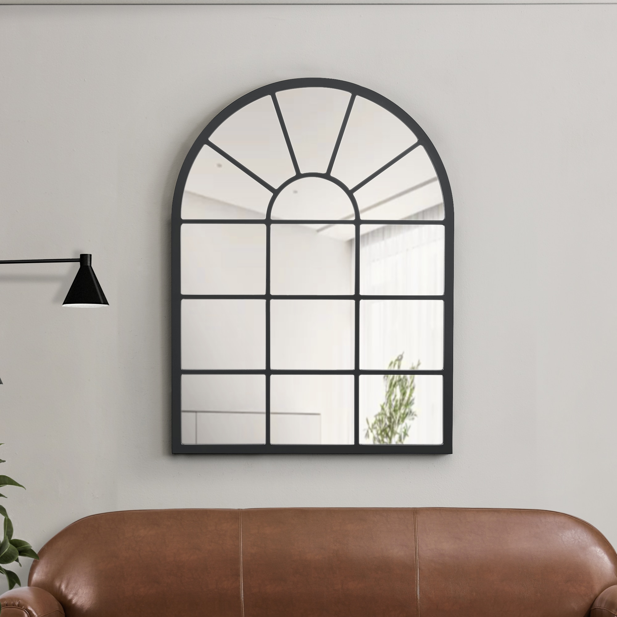 Oglinda de perete, en.casa, Villalago, 80 x 60 cm, mdf, negru mat ...