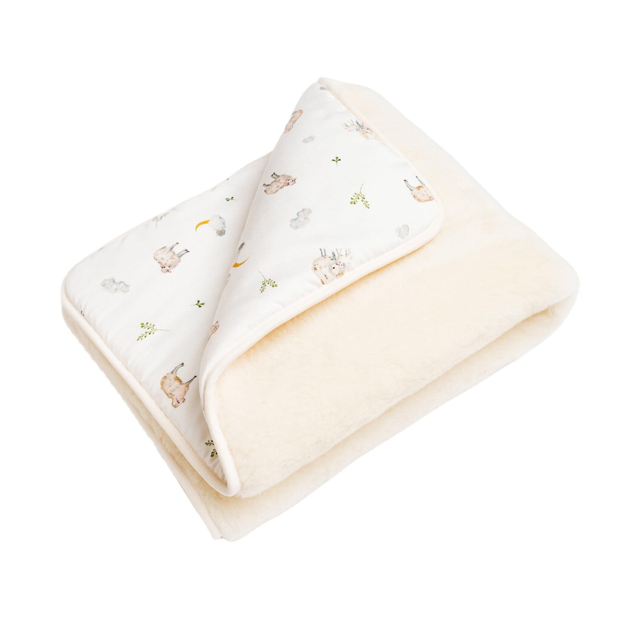 Patura cu doua fete, Layette, Lana Merino/Bambus, Model cu animale ...