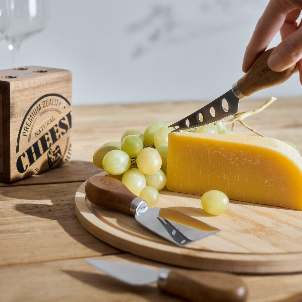 Set 4 cutite branza Mooka, Homla, Inox/Lemn, Maro/Argintiu - eMAG.ro