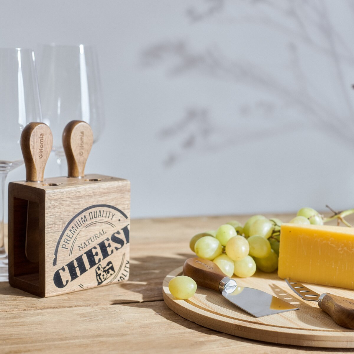 Set 4 cutite branza Mooka, Homla, Inox/Lemn, Maro/Argintiu - eMAG.ro