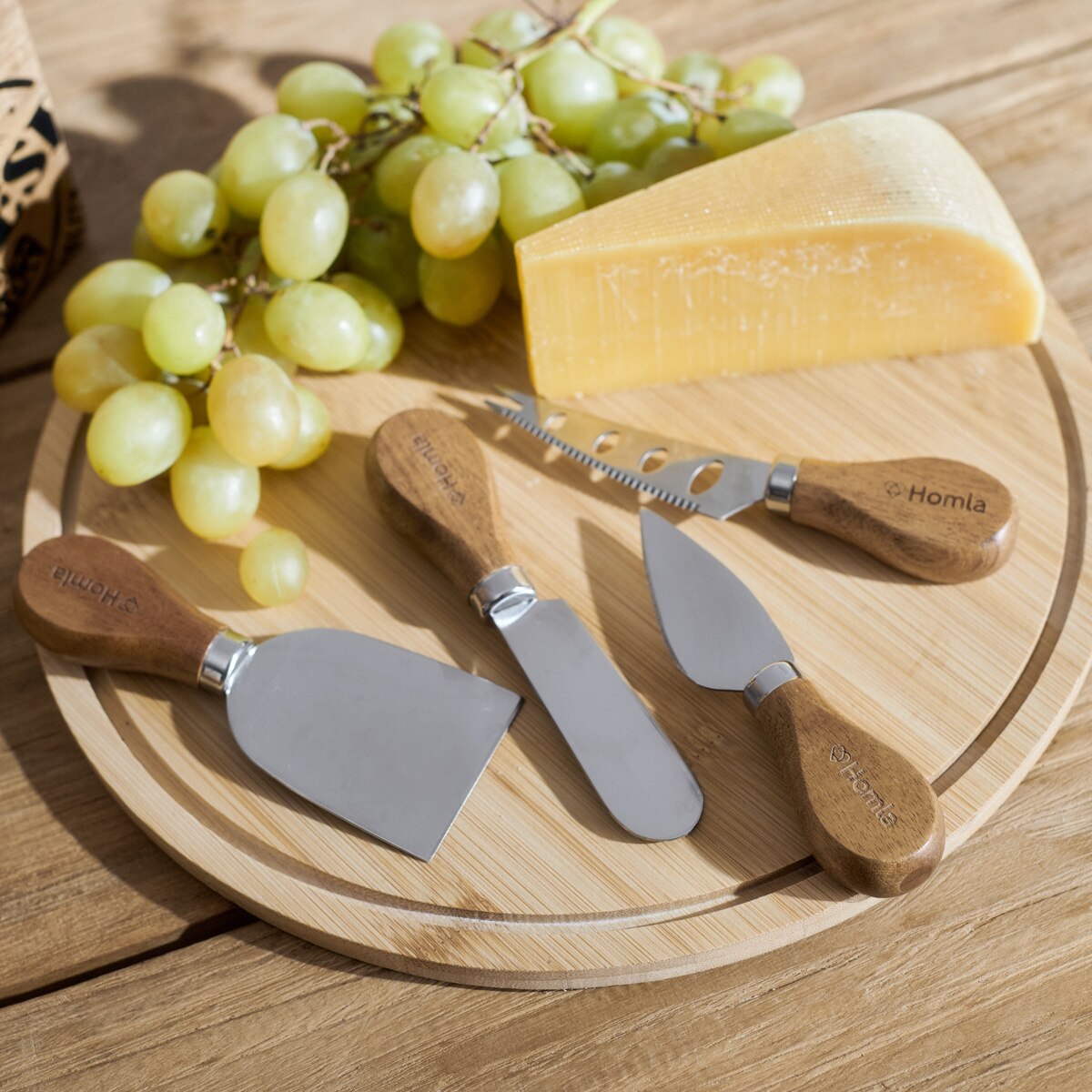 Set 4 cutite branza Mooka, Homla, Inox/Lemn, Maro/Argintiu - eMAG.ro