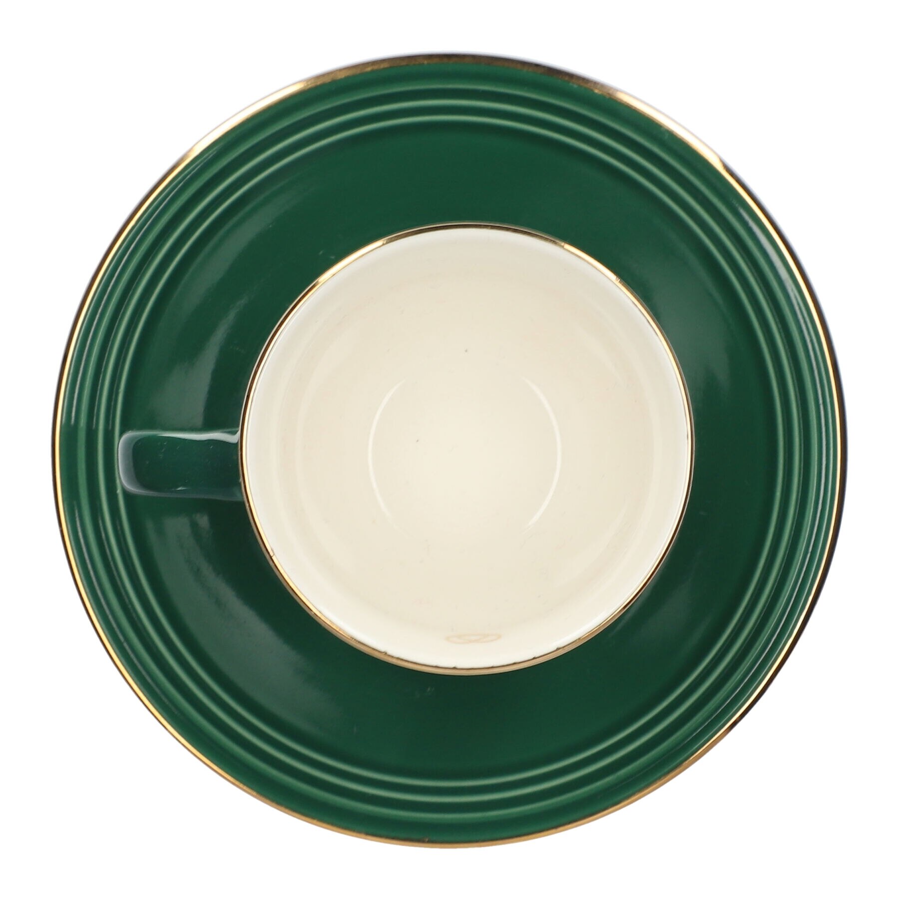 Set ceasca/farfurie, Homla, Ellie, Portelan, 90 ml, Verde/Auriu - eMAG.ro