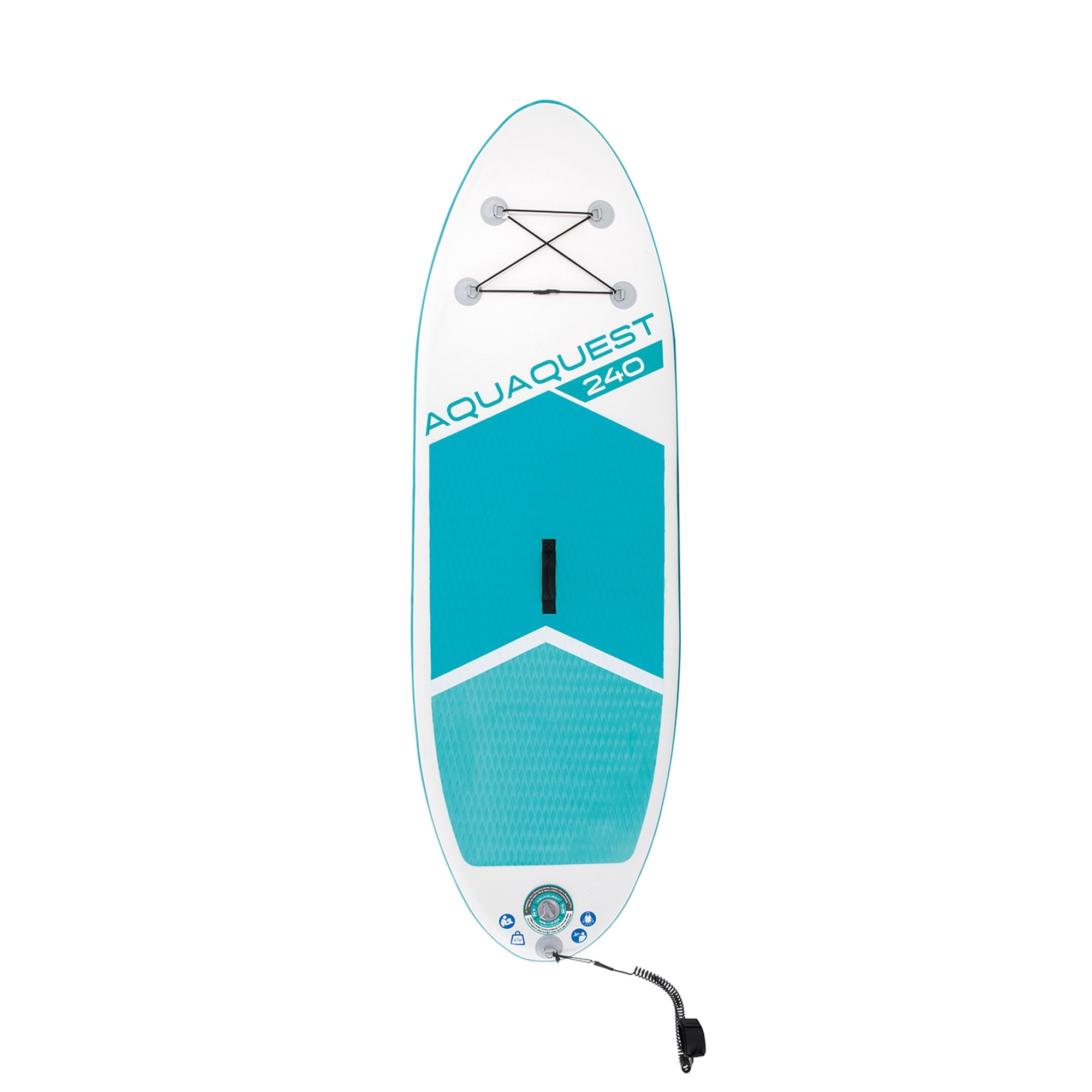 Комплект падъл борд Intex Aqua Quest 240 SUP, 244x76x13 см, С каишка ...