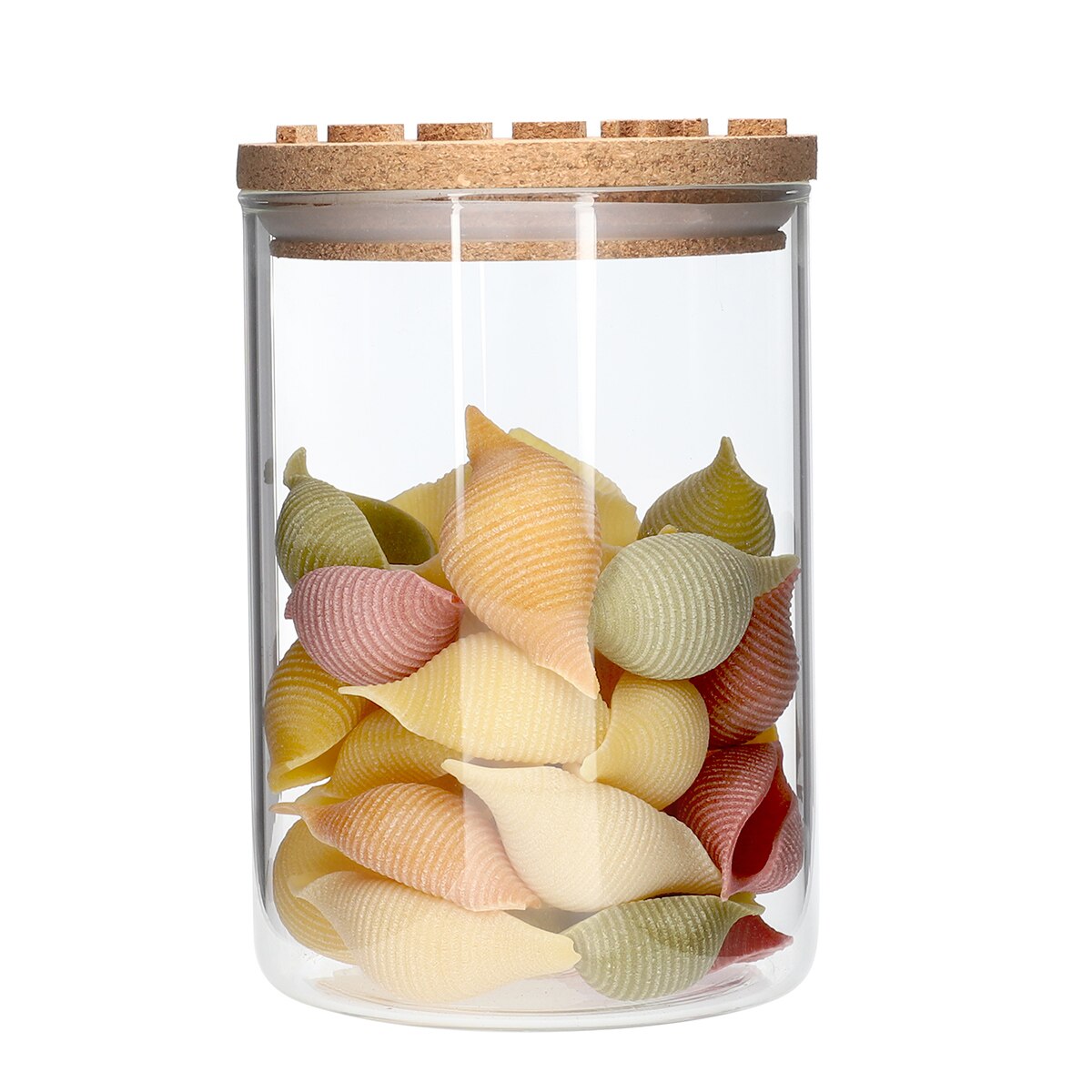 Recipient cu capac, Homla, Sticla/Pluta, 1l, Transparent/Maro - eMAG.ro