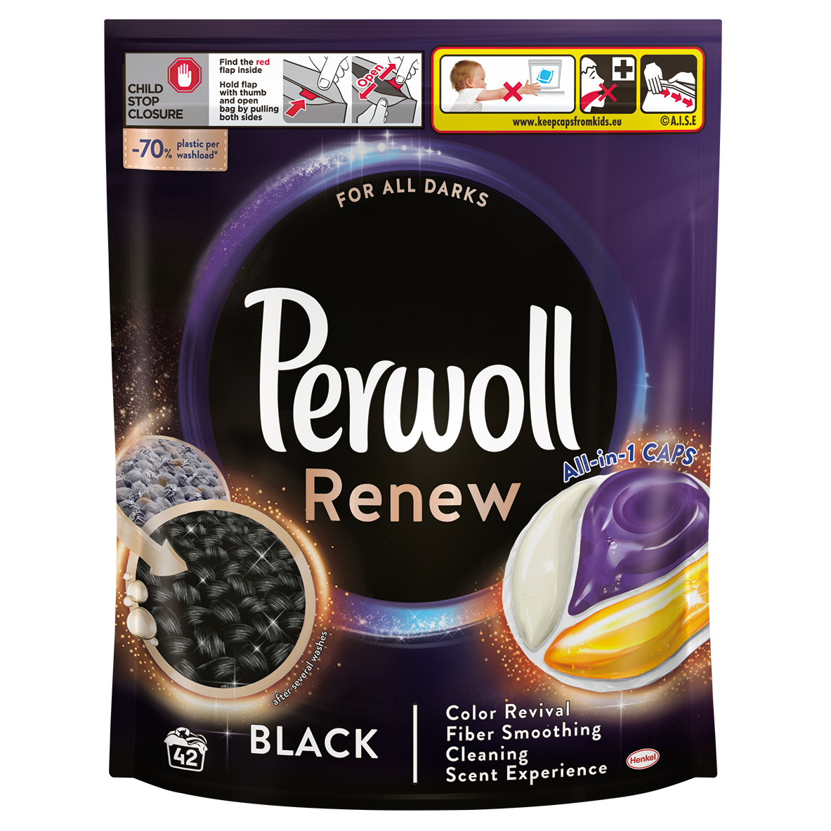 Detergent de rufe capsule Perwoll Renew Black, 42 spalari - eMAG.ro