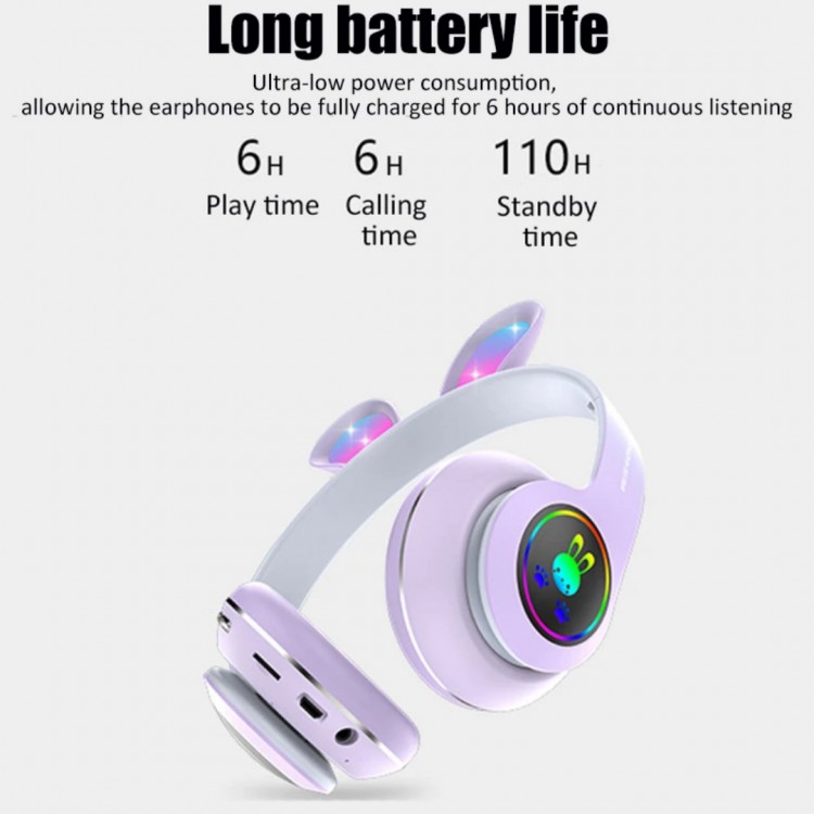 Casti pliabile bluetooth cu urechi de iepure, stereo, PM-08, culoare ...