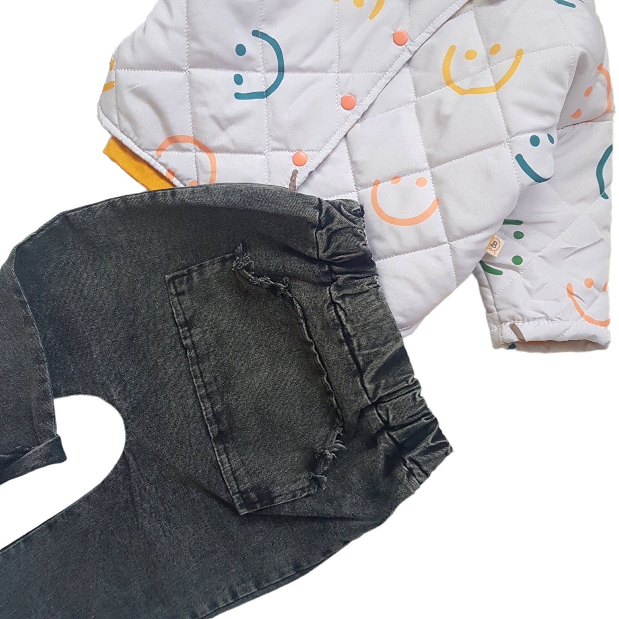 Compleu baieti 3 piese cu geaca de fas matlasata si blugi elastici ...