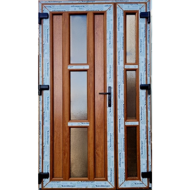 Usa exterior dubla termopan(PVC) Dana, culoare stejar auriu, dimensiune ...