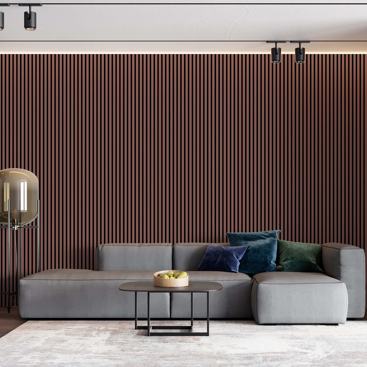 Panou decorativ riflaj, MDF laminat Unicolor, Lameo, roz pudra, 275 x ...