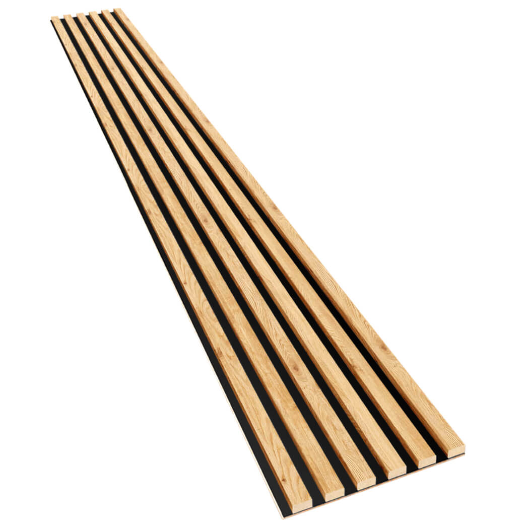 Panou riflaj decoratiune perete placa HDF, Lameo, 275 cm, 30 cm, stejar ...