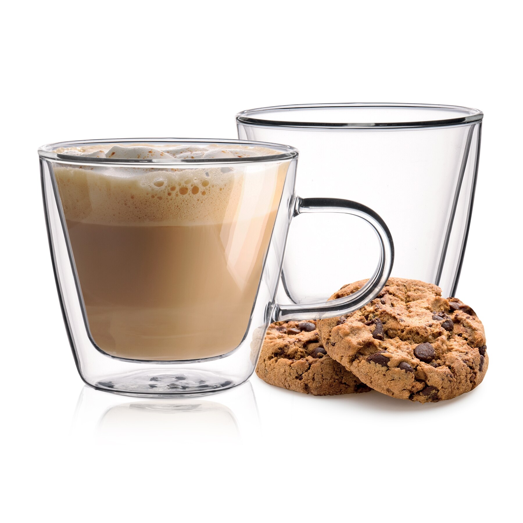 Set 2 cani cafea/ceai, Homla, Sticla, Perete dublu, 280ml, Transparent ...