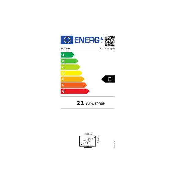 Monitor IPS LED Fujitsu 27" P27-9 TS, QHD 2560 x 1440, HDMI, DisplayPort, Pivot, Boxe Negru ...