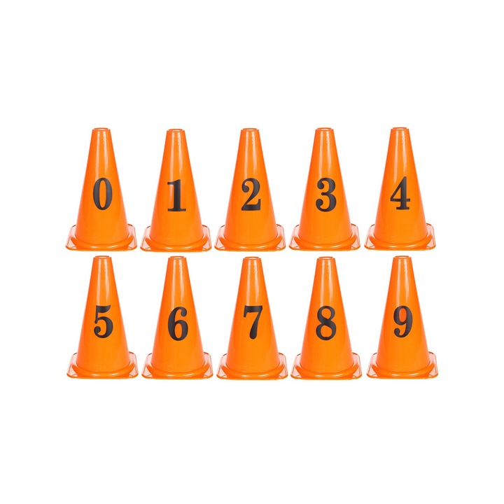 Set 10 conuri, Merco Number, inaltime 23cm - eMAG.ro