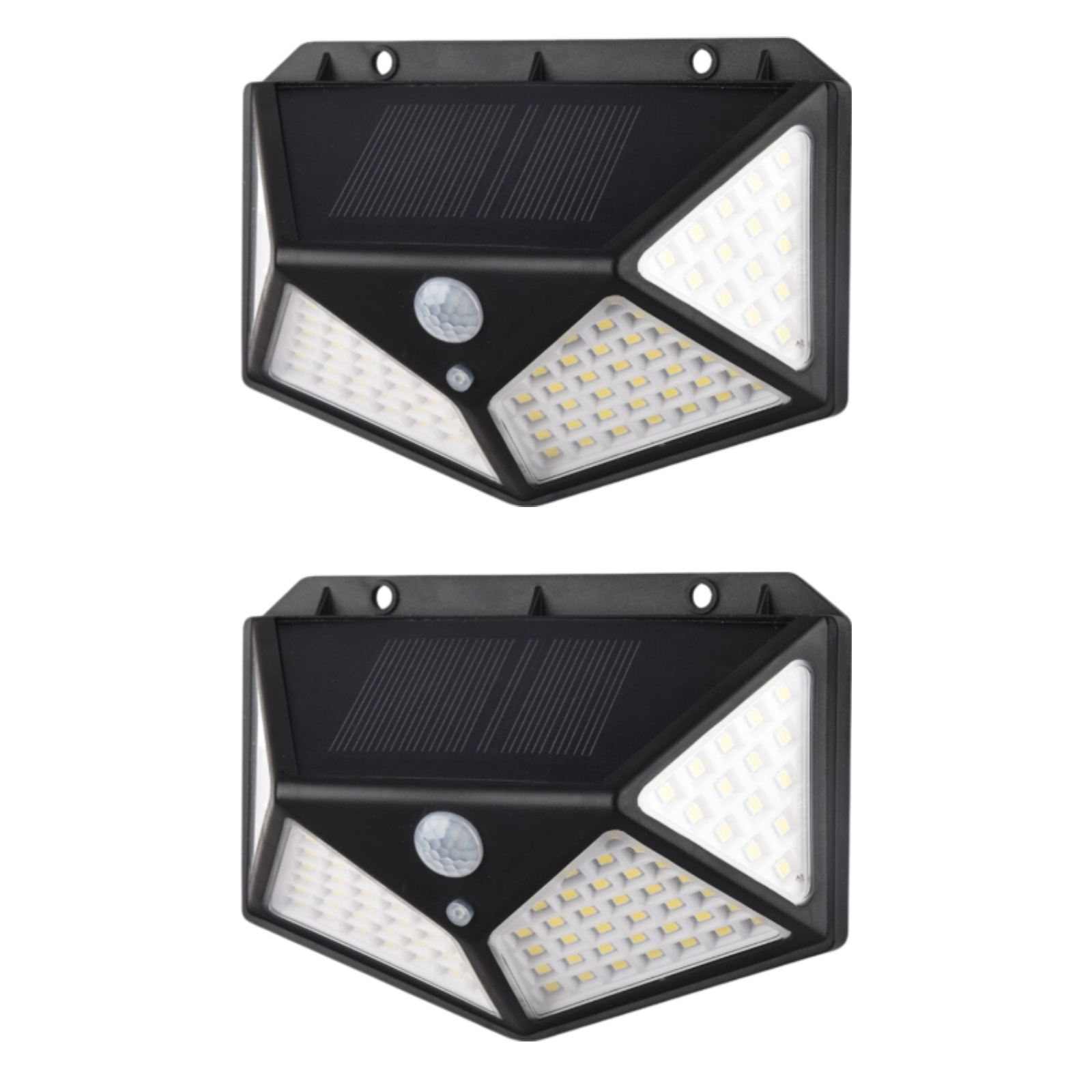 Комплект от 2 соларни проектора със сензор за движение, 100 светодиода ...
