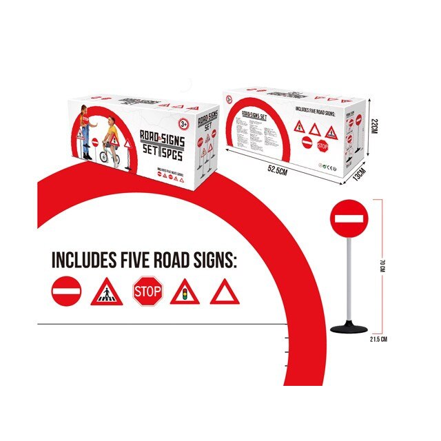 Set 5 semne rutiere de jucarie, Icom Poland, Plastic, Multicolor - eMAG.ro