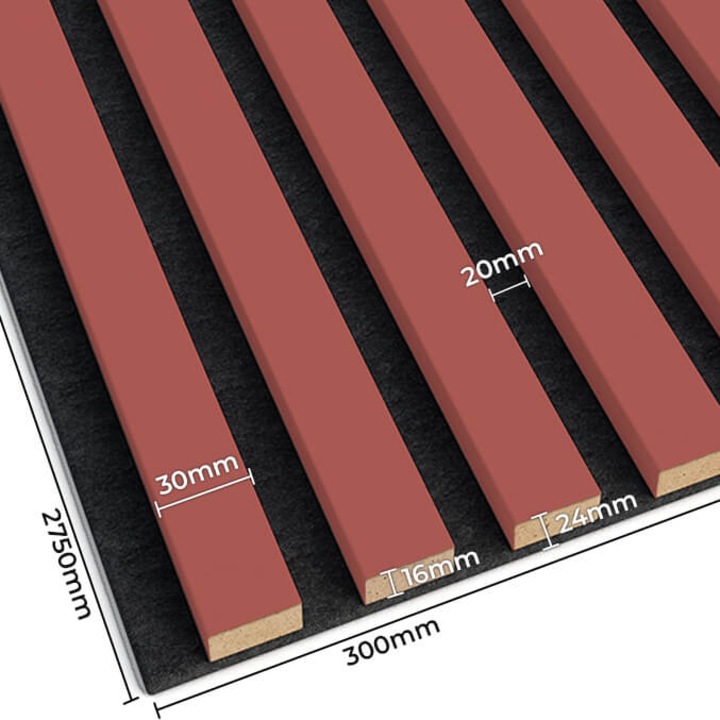 Panouri acustice decorative - lamele MDF Unicolor, coral, 275 x 30 cm ...