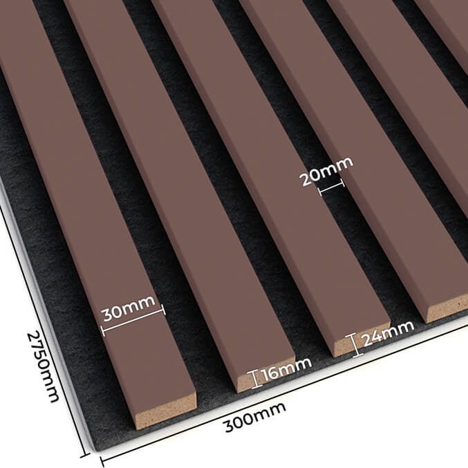 Panou decorativ riflaj, MDF laminat Unicolor, Lameo, roz pudra, 275 x ...