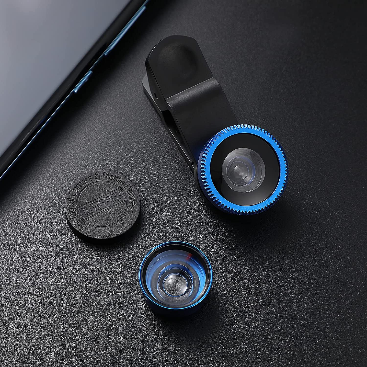 Set Lentile 3in1 KnightX HD Macro, Wide, Fisheye, Blue, Clip Universal ...