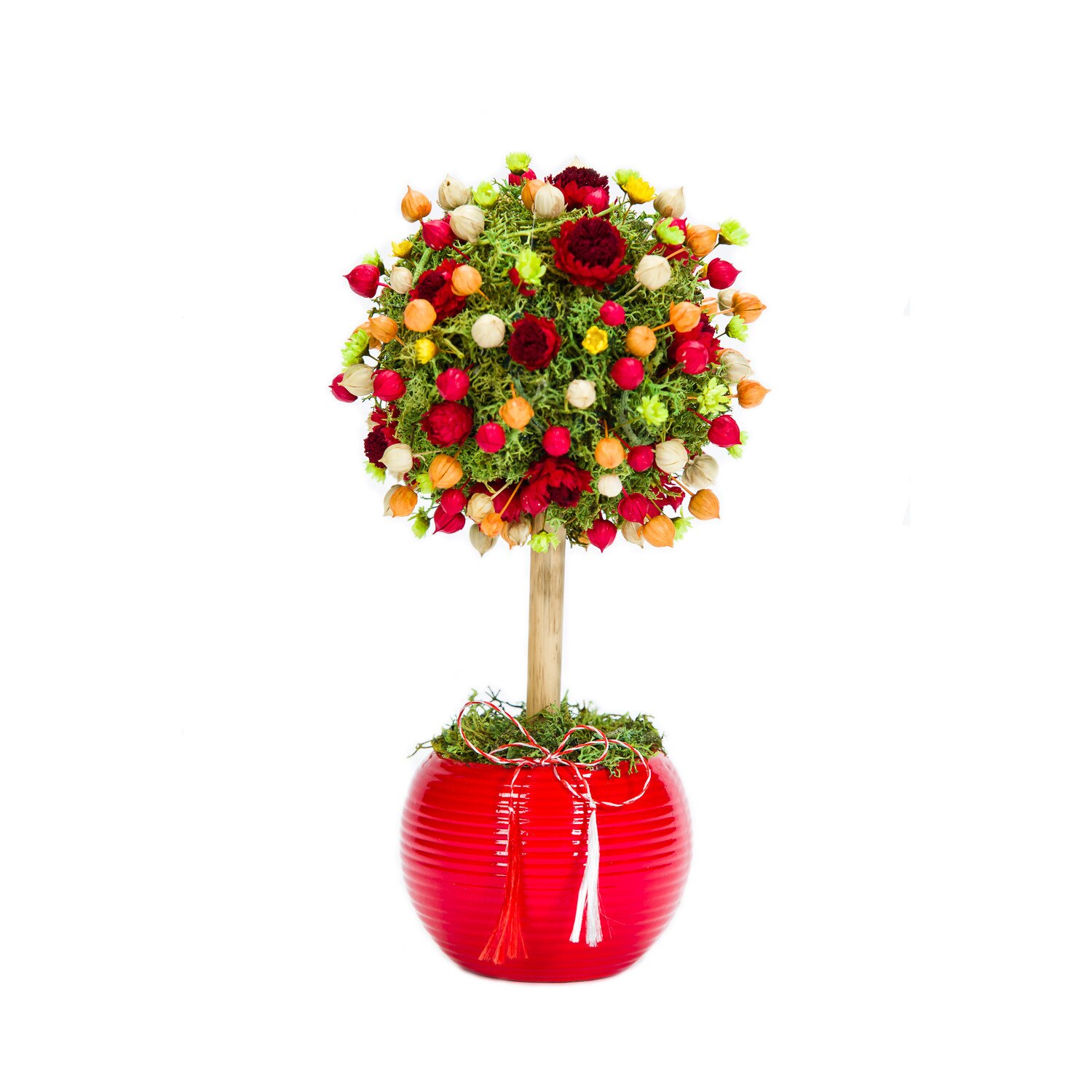 Copacel in vas de ceramica din flori uscate si muschi stabilizat - eMAG.ro