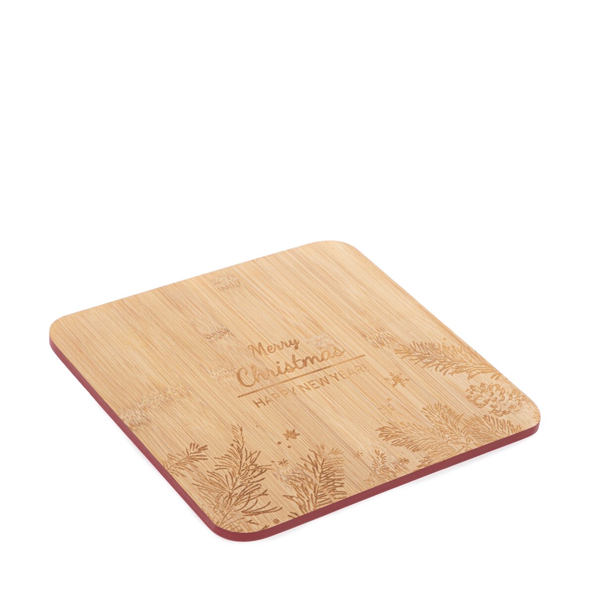 Platou patrat Homla, Model de Craciun, 25cm, Bambus, Multicolor - eMAG.ro