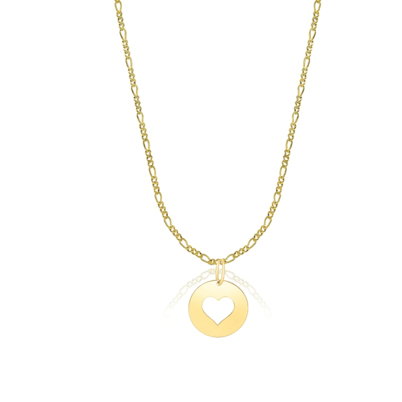Lant din aur 14k cu pandantiv in forma de banut cu inima decupata, aur galben 14K - eMAG.ro