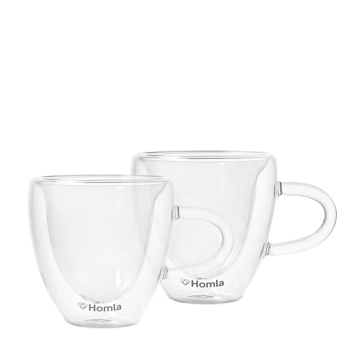 Set 2 cani cafea/ceai, Homla, Sticla, Perete dublu, 150ml, Transparent ...